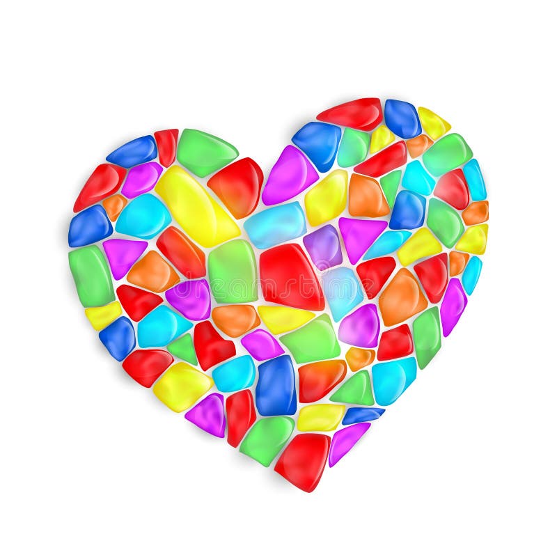Heart is Composed of Multi-colored Stones Stock Vector - Illustration ...