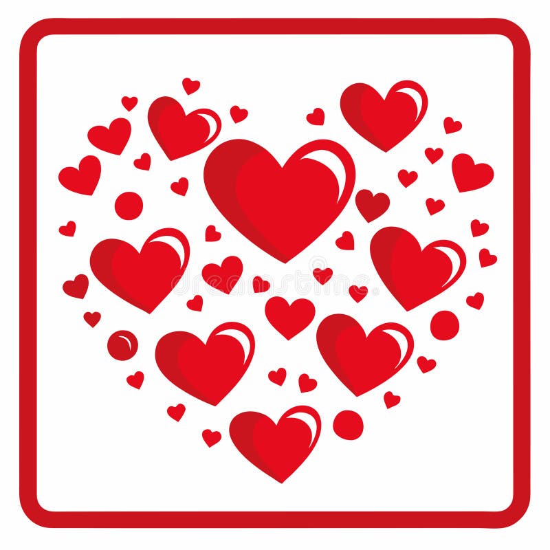 Heart Composed of Multiple Overlapping Smaller Hearts Creates a Vibrant ...