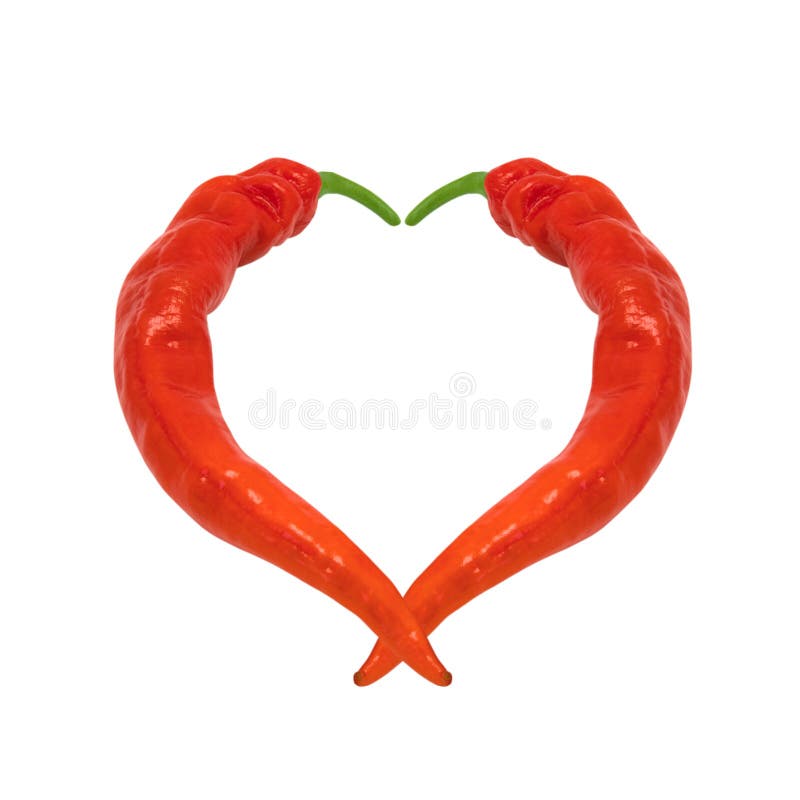 Red Heart Composed of Red Chili Peppers on White Background. Symbol of ...