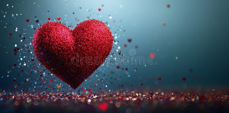 A Heart Composed of Small Hearts Crumbling into Glittering Dust. Stock ...