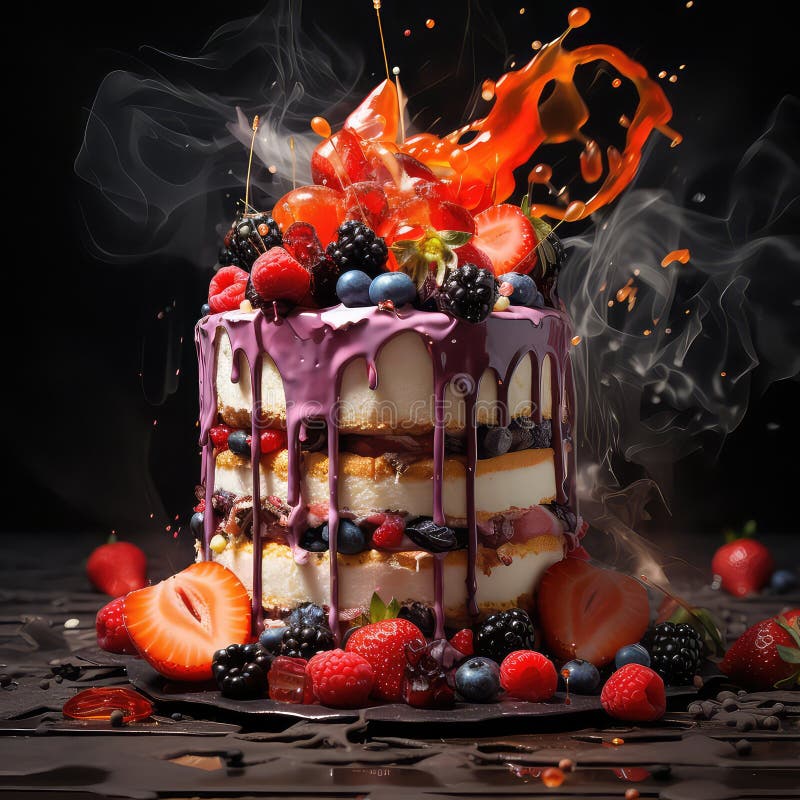 Irresistible Cake Creation on a Festive Display Stock Illustration ...