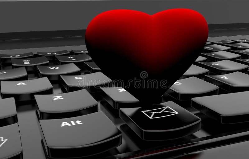 Heart on computer keyboard stock illustration. Illustration of notebook ...