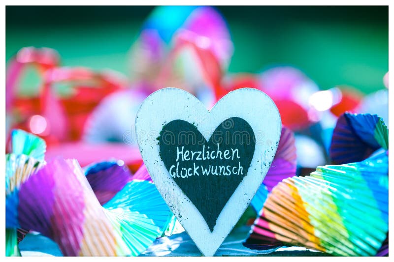 Heart with Congratulations, for Birthday Card Stock Photo - Image of ...