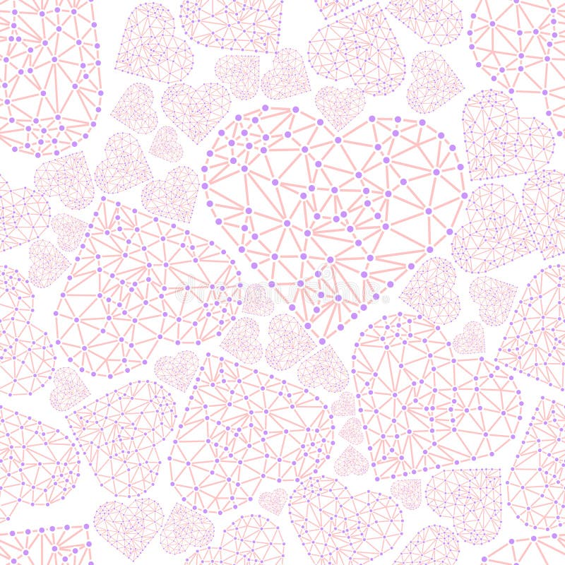 Heart with Connected Lines and Dots. Wireframe Mesh Polygonal Element ...