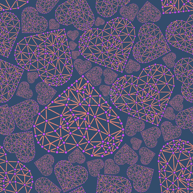 Heart with Connected Lines and Dots. Wireframe Mesh Polygonal Element ...