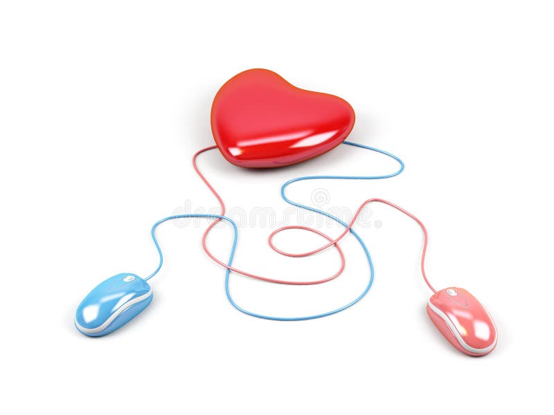 Heart Connected To a Two Computer Mouse. Stock Illustration ...