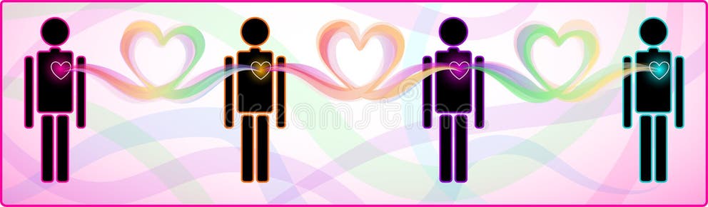 Heart Connection between People Stock Vector - Illustration of four ...