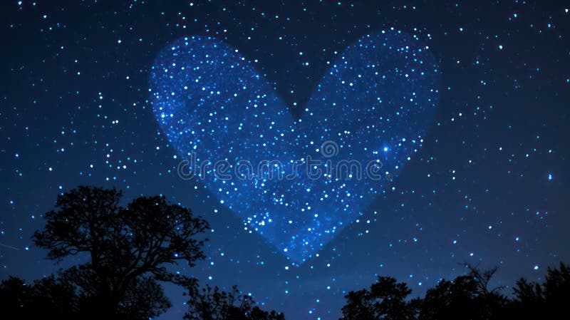 Heart Constellation in the Midnight Sky Stock Illustration ...