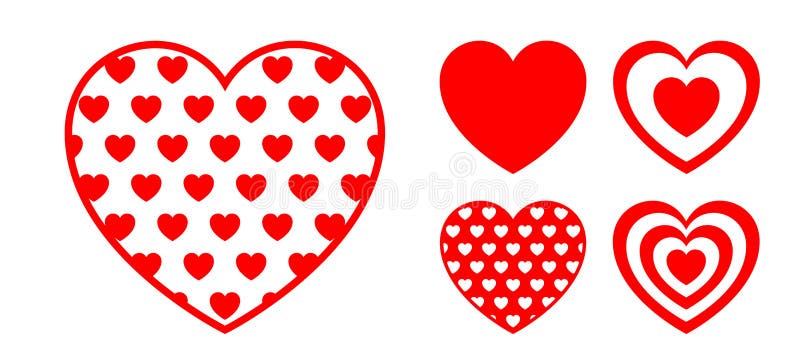 Heart Contour with Heart Pattern Texture Stock Vector - Illustration of ...