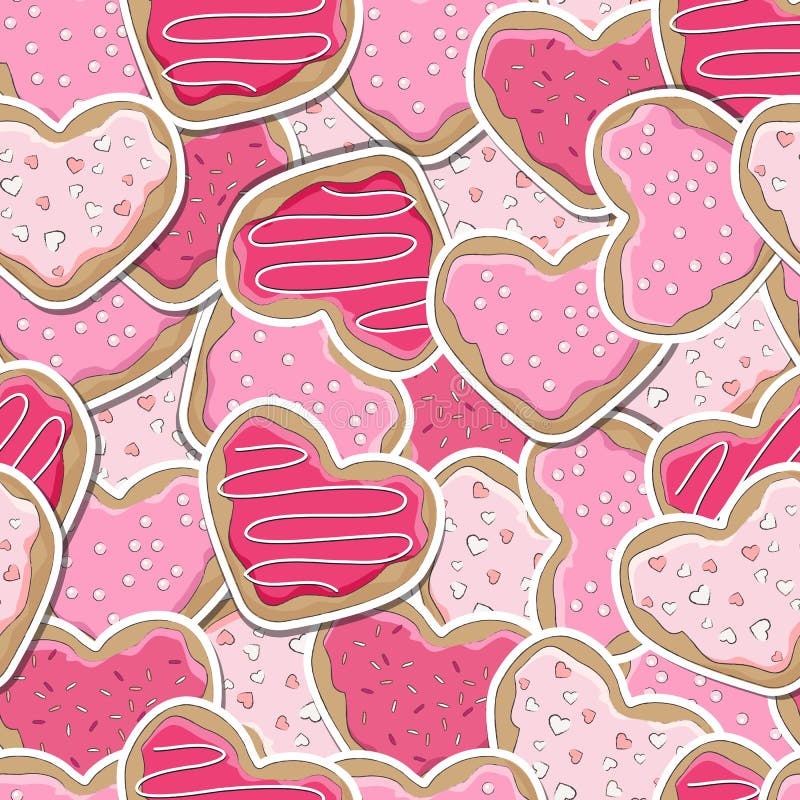 Heart cookies background stock vector. Illustration of biscuit - 65091161