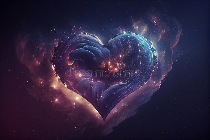 Heart in the Cosmic Sky.generative Ai Stock Illustration - Illustration ...