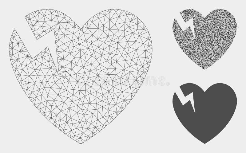 Heart Crack Vector Mesh Network Model and Triangle Mosaic Icon Stock ...