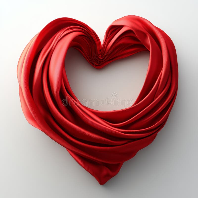 A Heart Crafted from Abstract Red Silk, Floating on a Clear Background ...