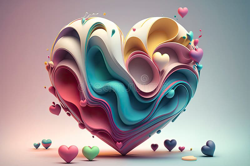 Heart Created with Geometric Shapes. Generative AI Stock Illustration ...