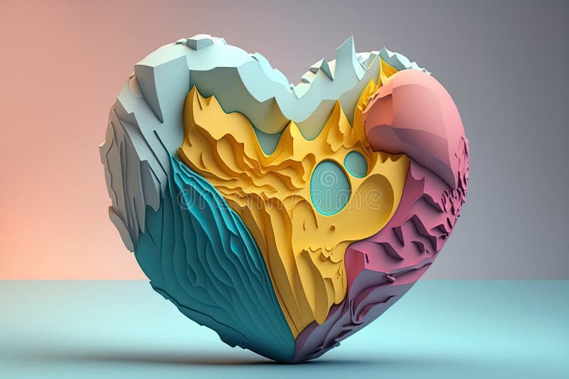 Heart Created with Geometric Shapes. Generative AI Stock Illustration ...