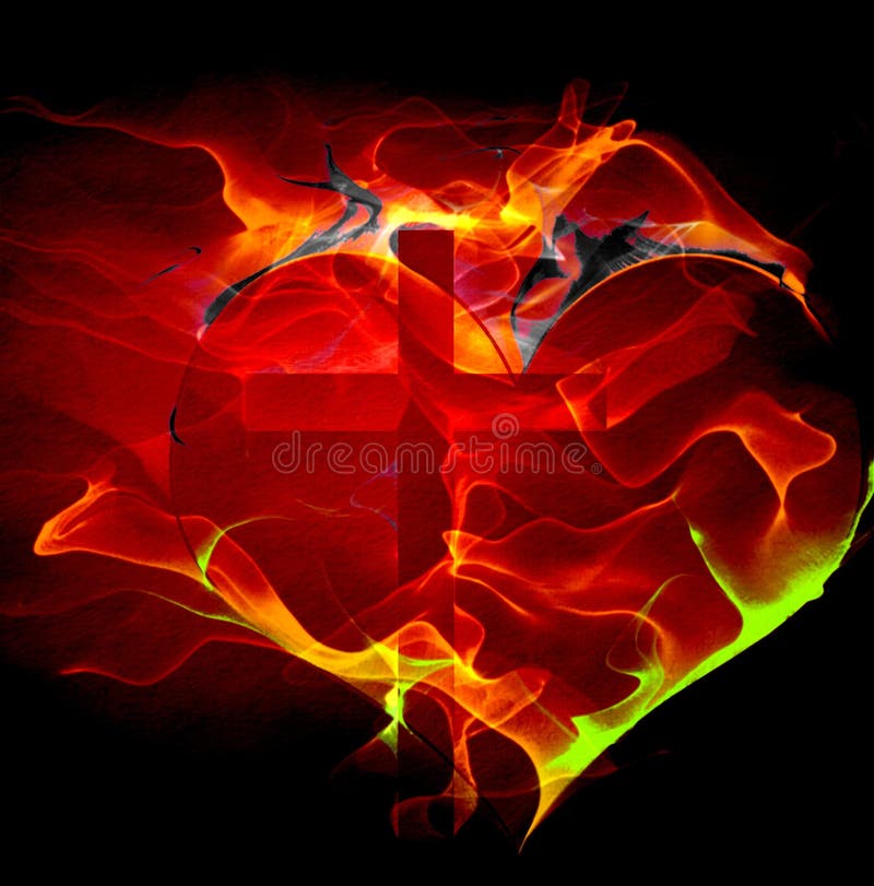 Christian Cross with Heart on Grunge Background Stock Illustration ...