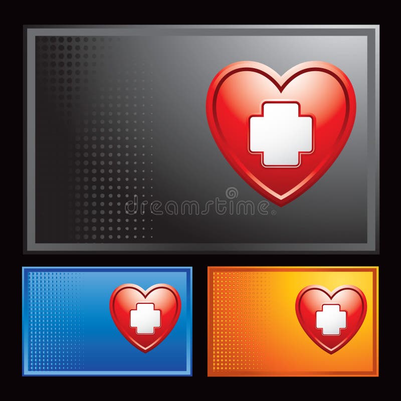 Heart Cross Banners in Three Colors Stock Vector - Illustration of ...