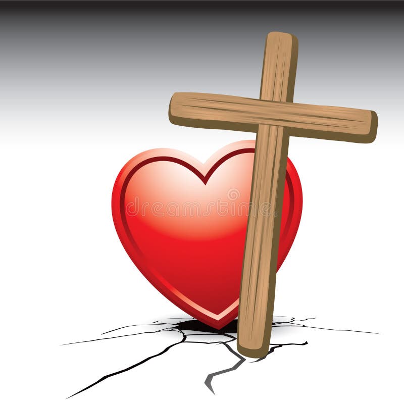 Heart with Cross Inside stock illustration. Illustration of symbol ...