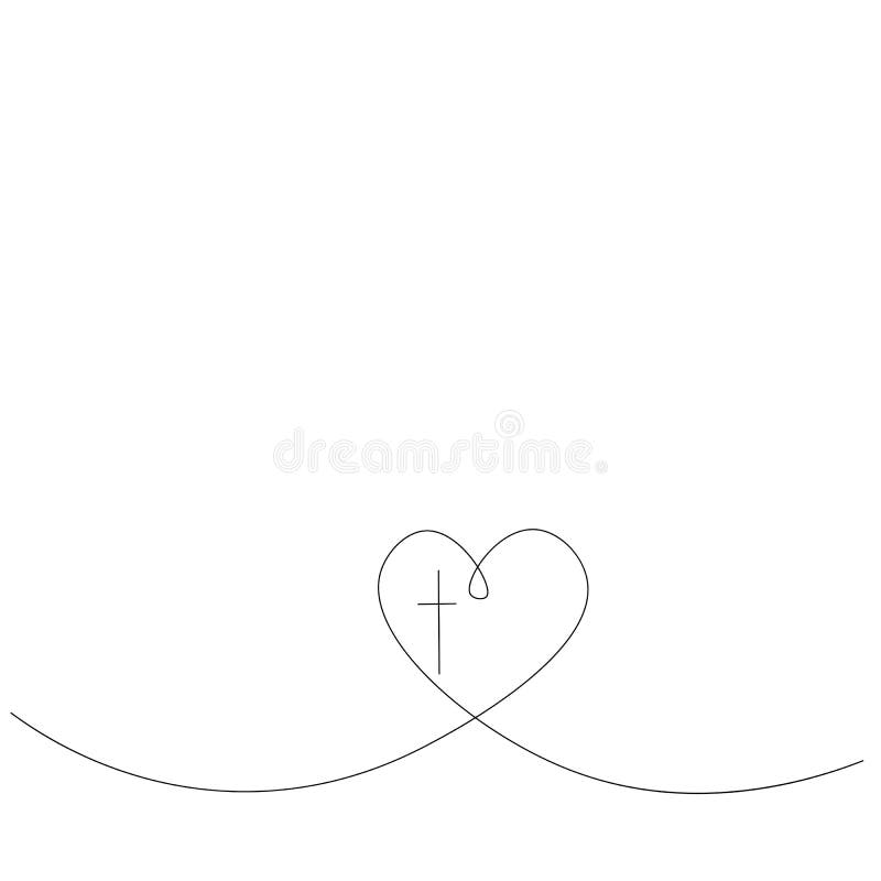 Heart and Cross Line Drawing, Vector Illustration Stock Vector ...