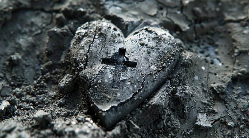 A Heart with a Cross on it in the Mud. Generative AI Stock Illustration ...