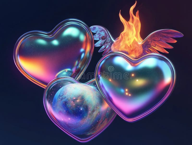 Heart Crystals on Fire stock illustration. Illustration of ...