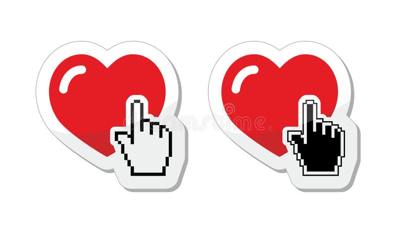 Heart with Cursor Hand Labels - Valentines, Love, Finding Partner ...