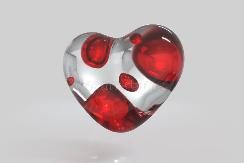 Heart 3d Render Modern Transparency Glass Abstract Stock Illustration ...