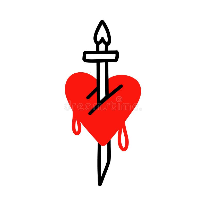 A Heart with Dagger. Vector Illustration Stock Vector - Illustration of ...