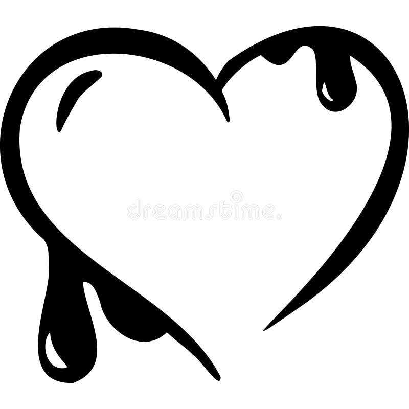 Heart with Dark Drops Sketch Vector Illustration Stock Illustration ...