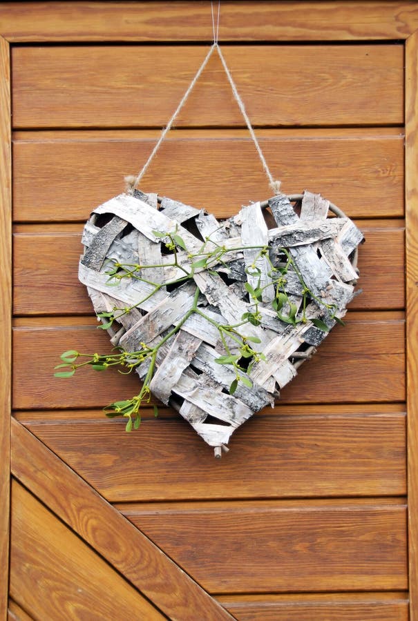 Heart deco on door stock image. Image of branch, hanging - 41260339