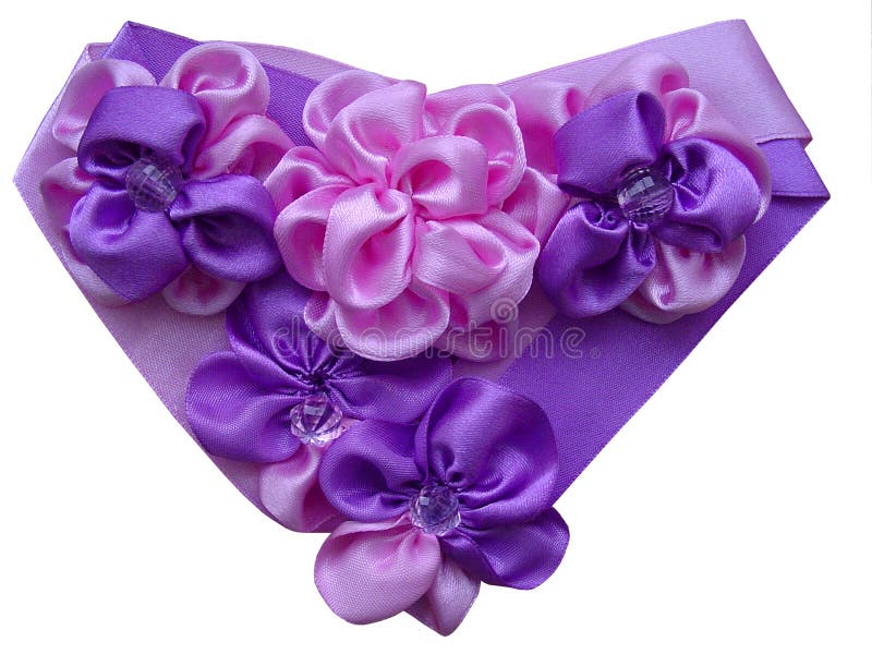 Heart Decorated with Flowers from Satiny Ribbons Stock Photo - Image of ...