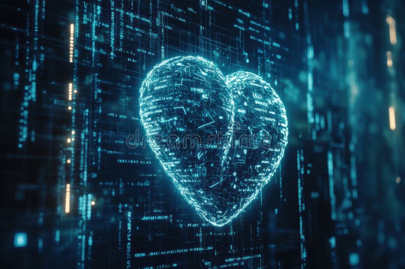 The Heart is Depicted As a Glowing Digital Structure, with Intricate ...
