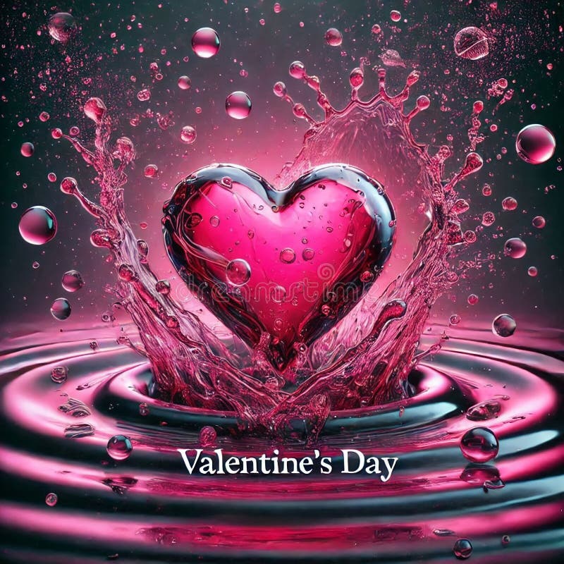 Heart Design Coming Out of Water with Splashes,valentine Day Stock ...