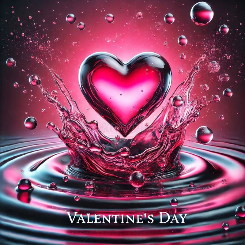 Heart Design Coming Out of Water with Splashes,valentine Day Stock ...
