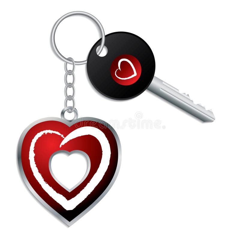 Heart Design Key with Keychain and Keyholder Stock Vector ...