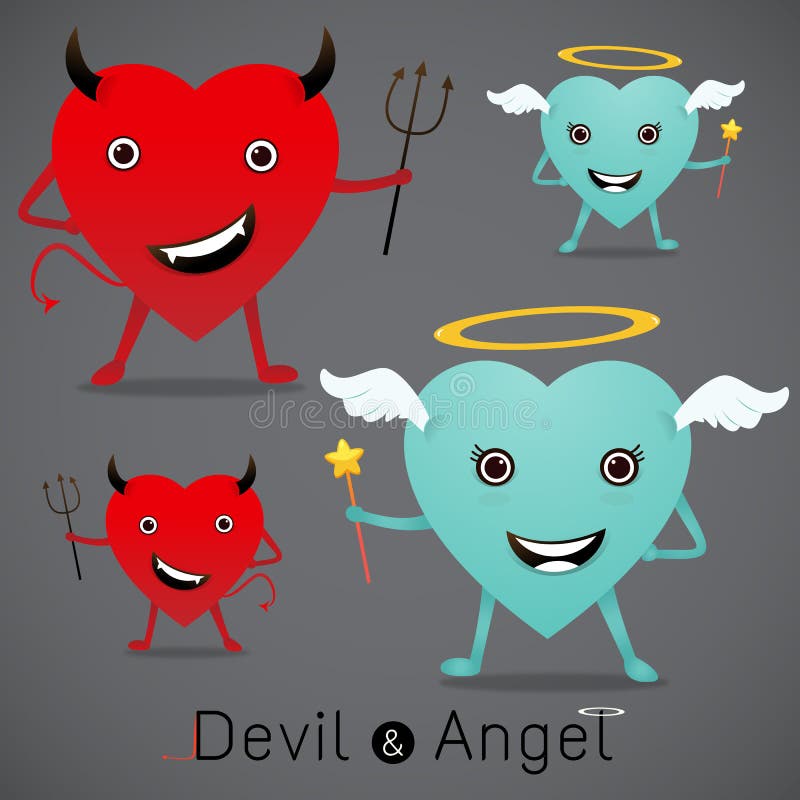 The Heart of Devil and Heart of Angel Stock Vector - Illustration of ...