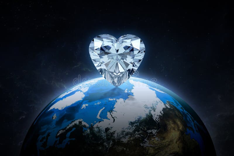 Heart Diamond, on Night World in Outer Space Abstract Wallpaper Stock ...