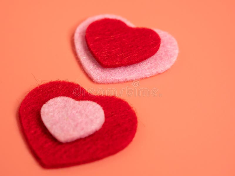 Heart of Different Colors on a Pink Background. Stock Photo - Image of ...