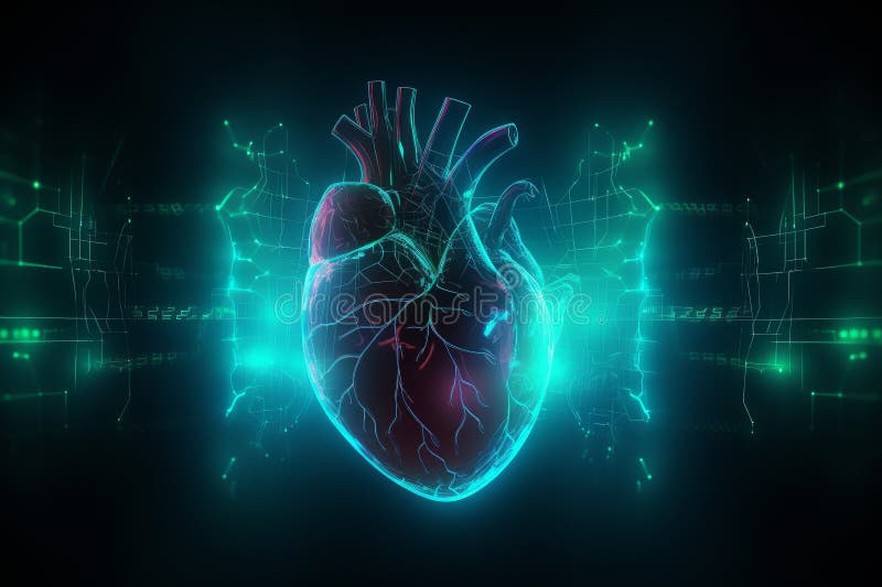 Heart Digital Cyber. Generate Ai Stock Illustration - Illustration of ...