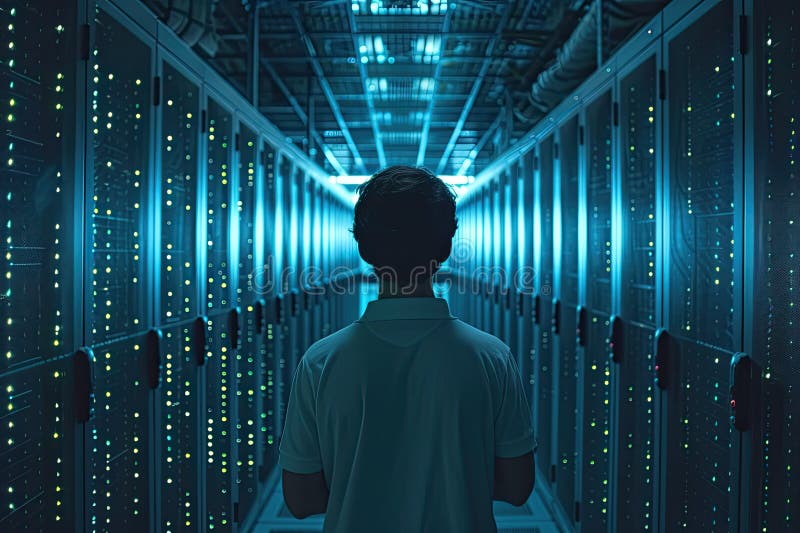 In the Heart of Digital Infrastructure: the Data Center Technician Stock Illustration ...