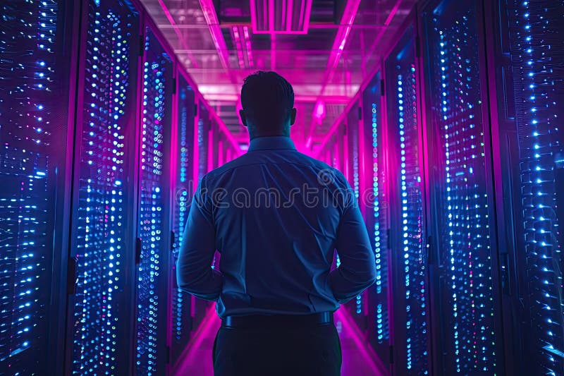 In the Heart of Digital Infrastructure: the Data Center Technician Stock Illustration ...