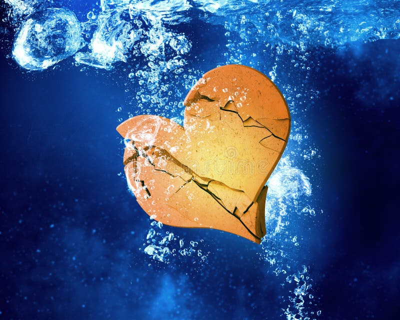 Heart sinking in water stock illustration. Illustration of design - 3927274