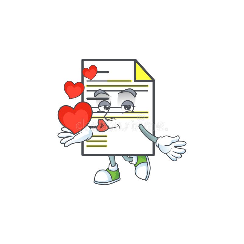 With Heart Document Template with Cartoon Character Shape Stock Vector ...