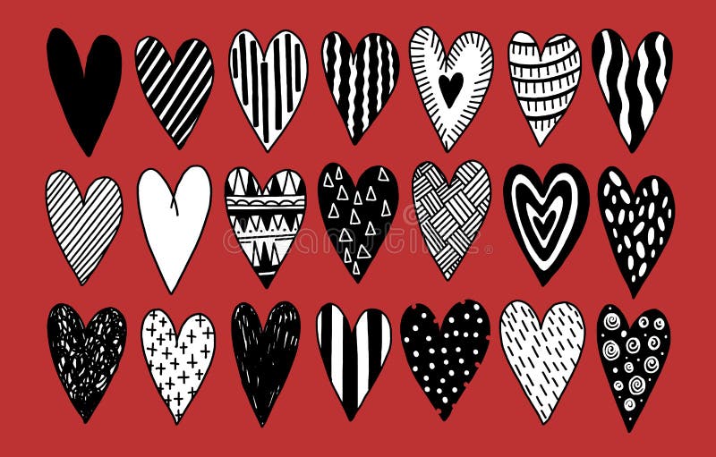 Heart Doodle Drawing Isolated Collection.Design Decoration Element ...