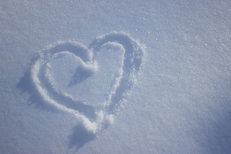 Heart Drawing in Fresh White Snow. Winter Stock Photo - Image of winter ...