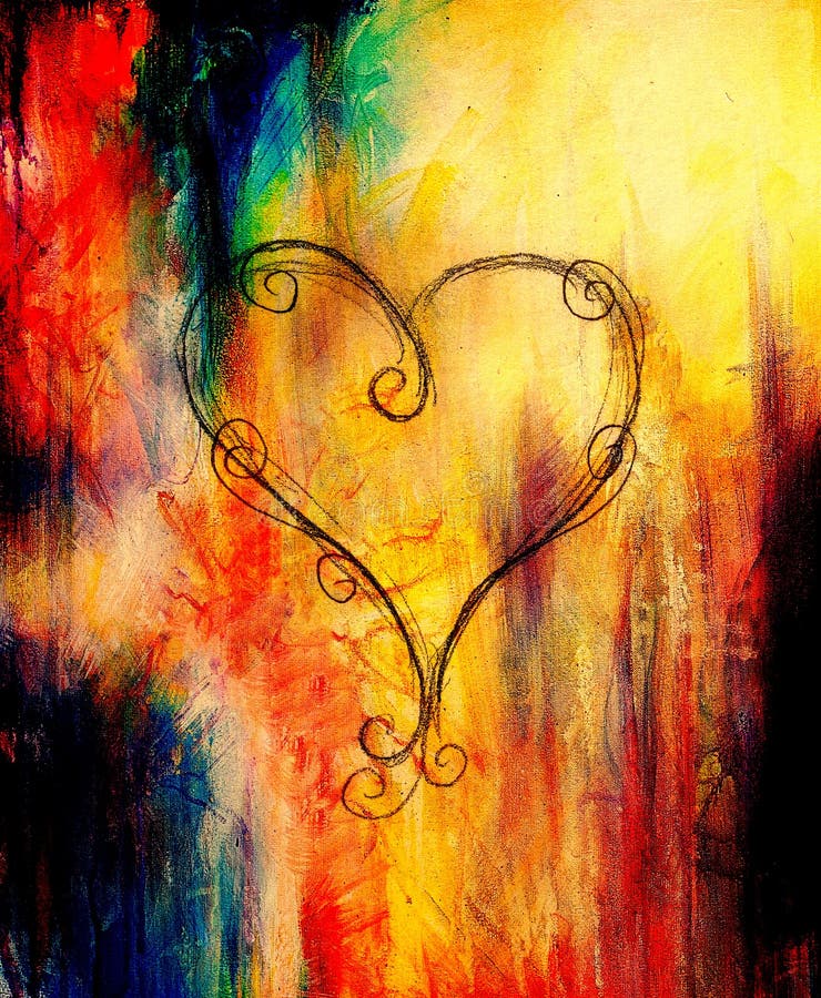 Heart Drawing, Pencil Sketch on Old Paper. Color Effect. Stock ...