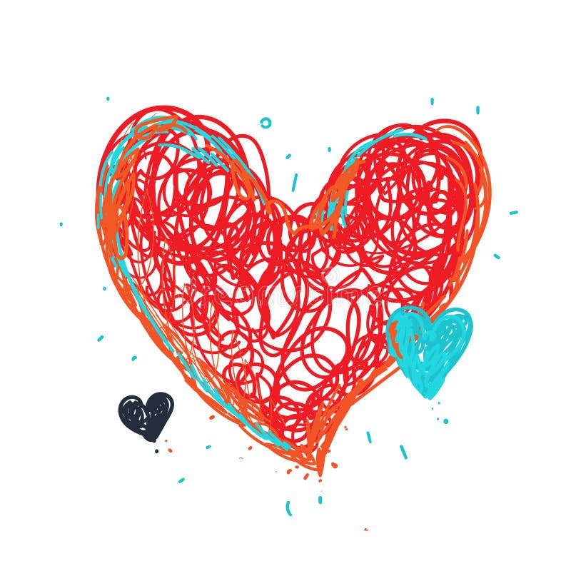 Heart drawing stock illustration. Illustration of naive - 85540553