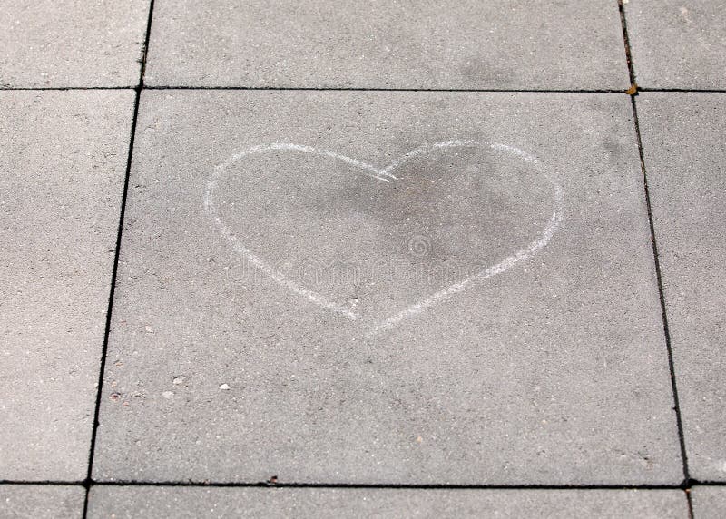 Heart - Drawn with Chalk on a Pedestrian Pavemen Stock Photo - Image of ...