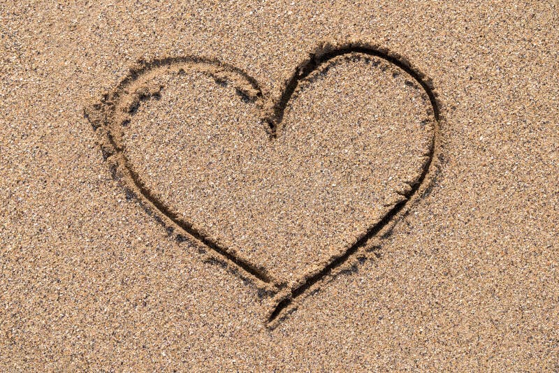 Heart Drawn on Ocean Sand stock image. Image of natural - 55920591