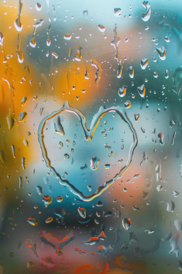 A Heart Drawn in the Rain, Perfect for Romantic Concepts Stock Image ...